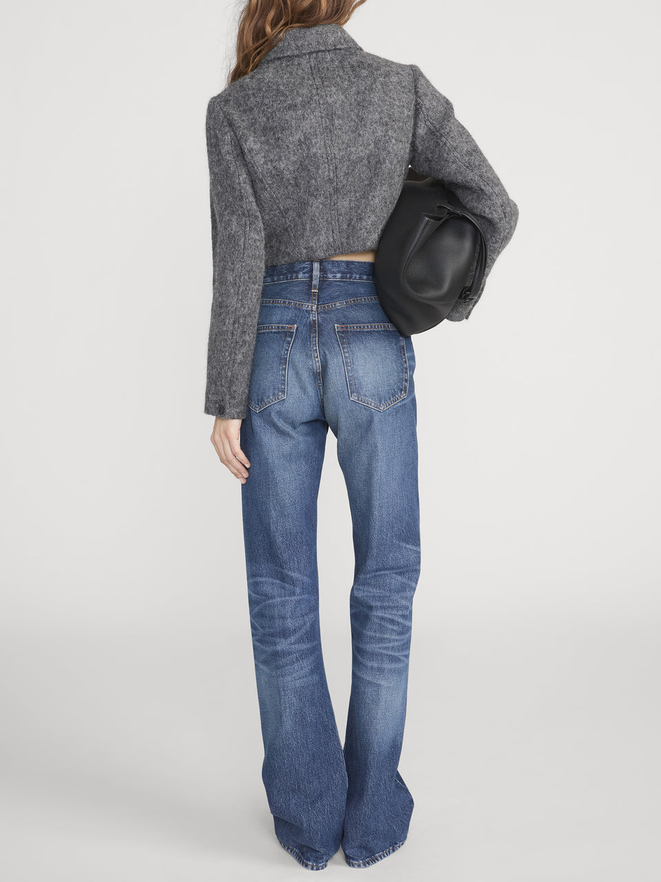 THE WOOL CROPPED JACKET DARK HEATHER GREY