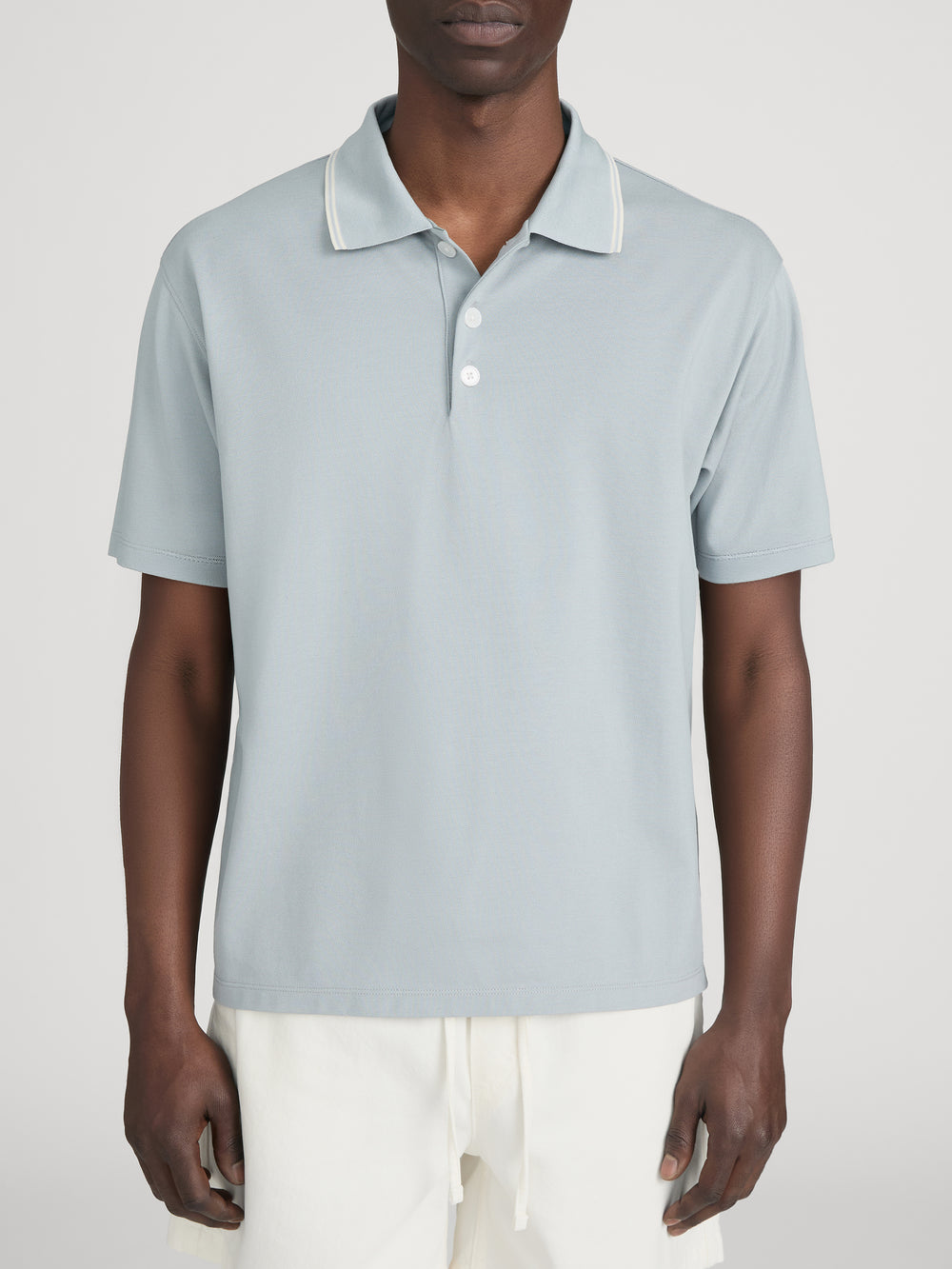 Light Pique Polo -- Blue Grey