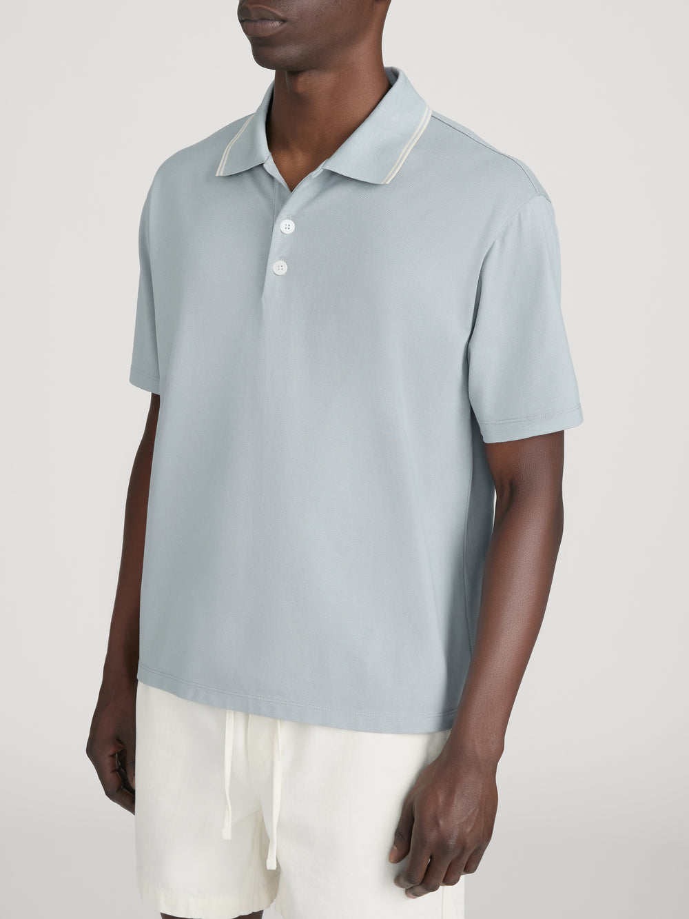 Light Pique Polo -- Blue Grey