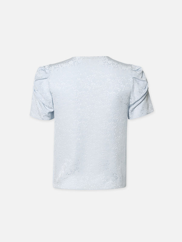 FLORAL JACQUARD S/S BLOUSE DENIM BLUE – FRAME