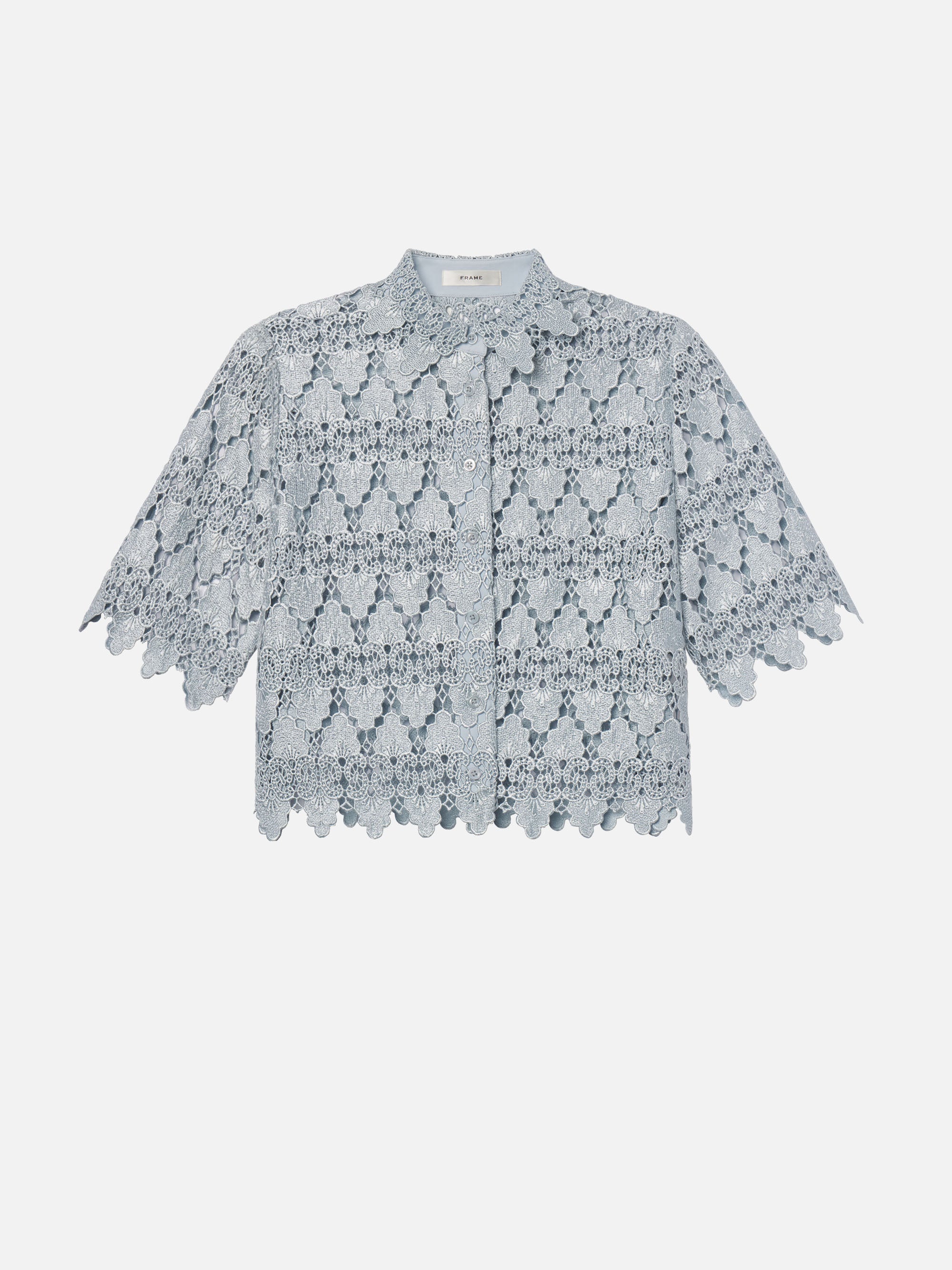 THE LACE BUTTON UP SHIRT SKY BLUE