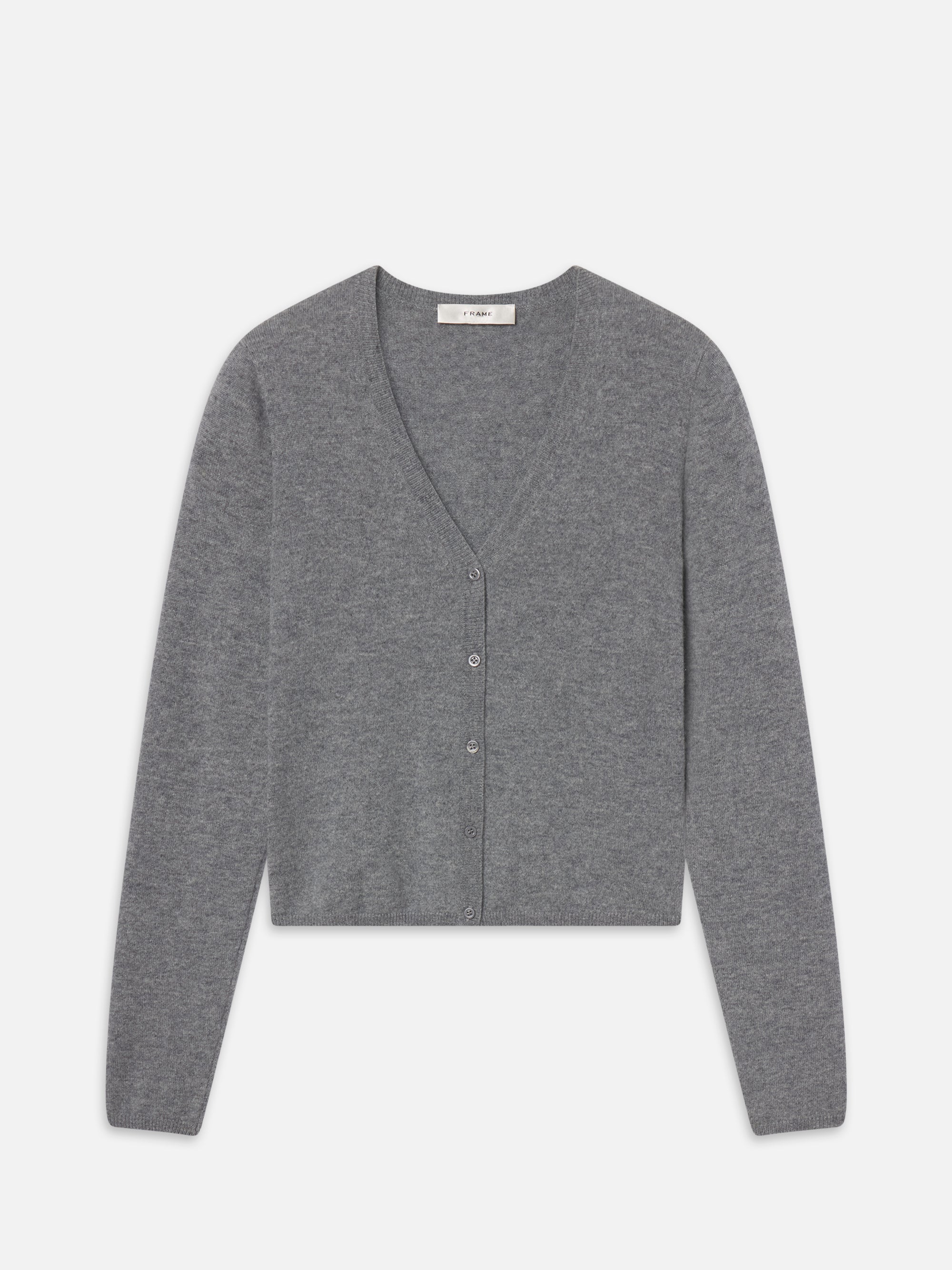 THE CASHMERE V CARDI HEATHER GREY