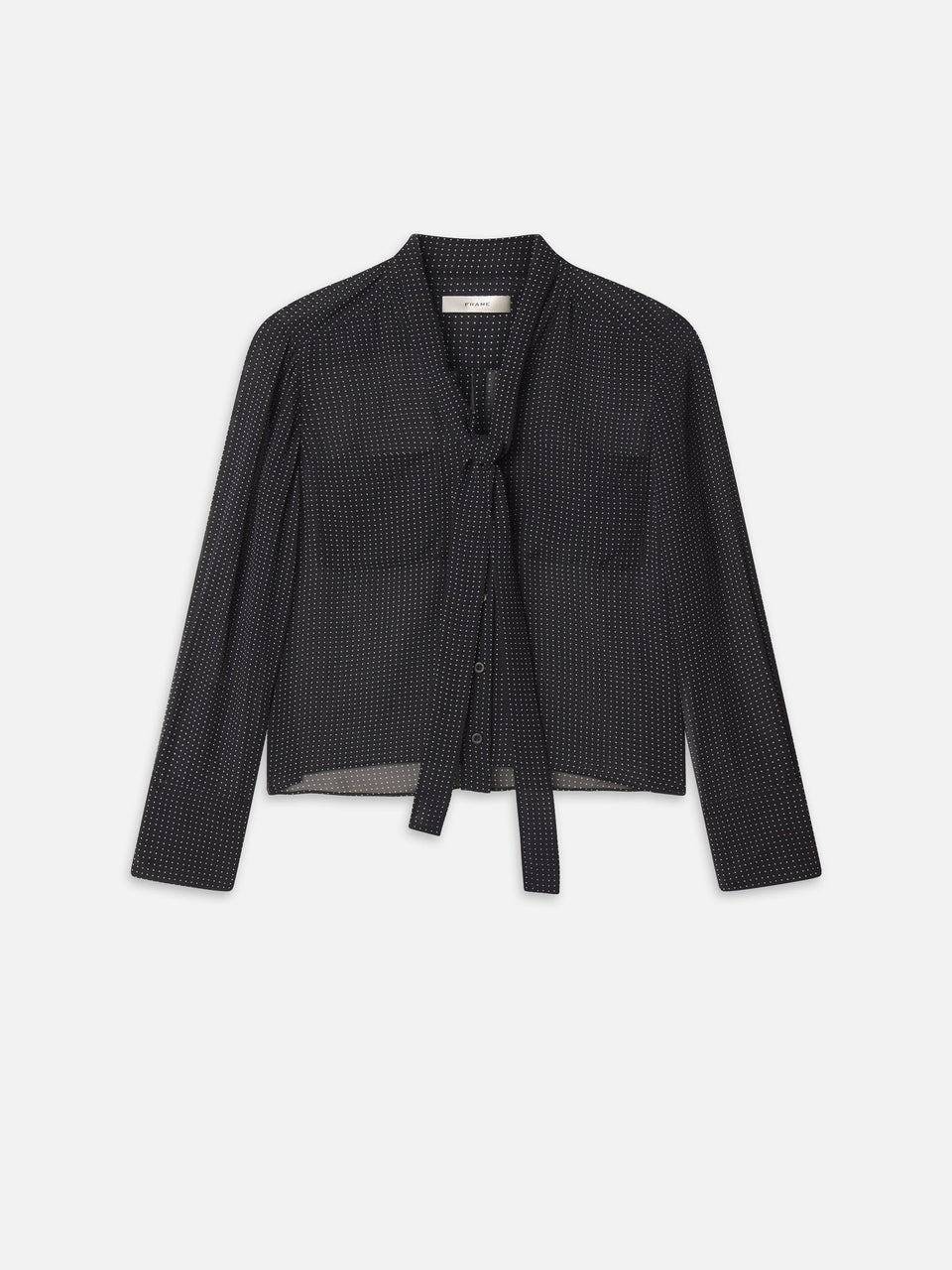 POLKA DOT MODERN TIE BLOUSE NAVY MULTI